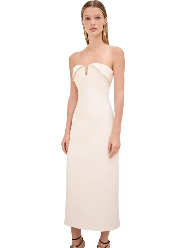 Alexis Donella Strapless Midi Dress - Ivory