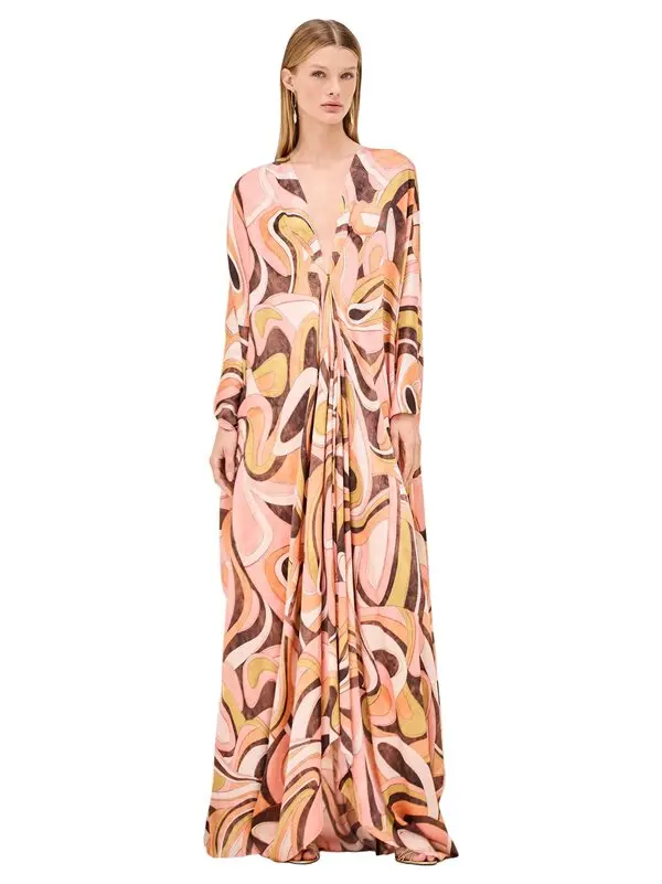 Alexis Esterra Draped Kaftan - Abstract Print