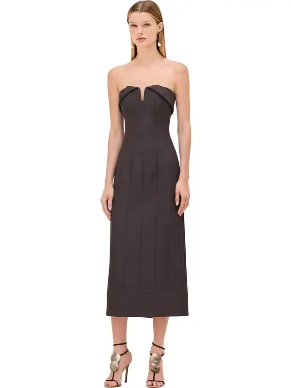 Alexis Donella Strapless Midi Dress - Black
