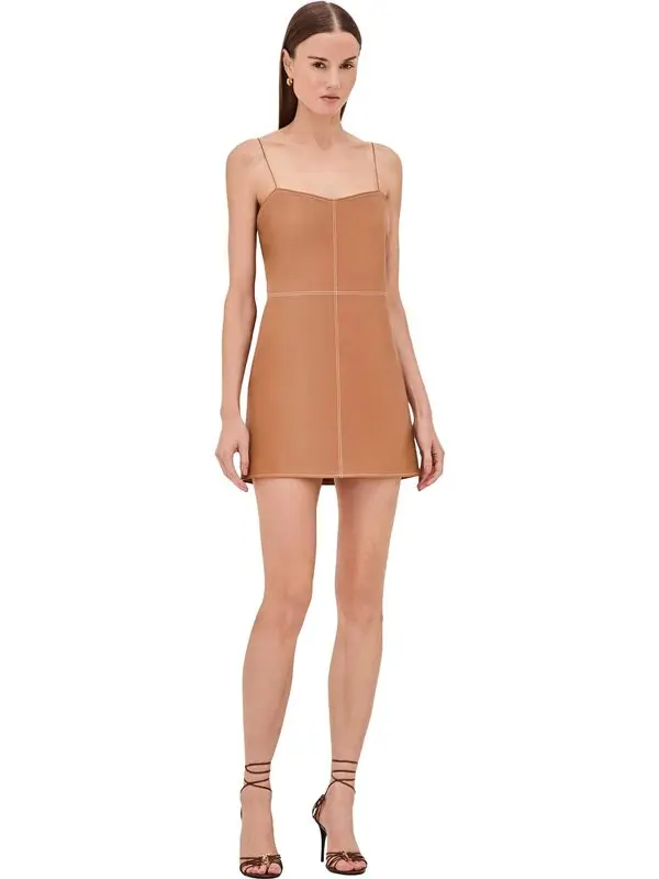 Alexis Amery Vegan Leather Mini Dress - Saddle
