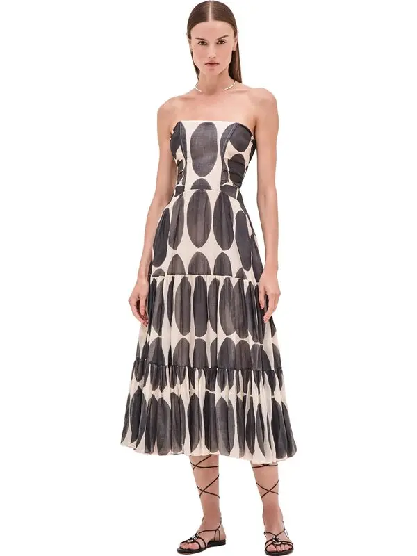 Alexis Dawne Printed Strapless Midi Dress - Eclipse