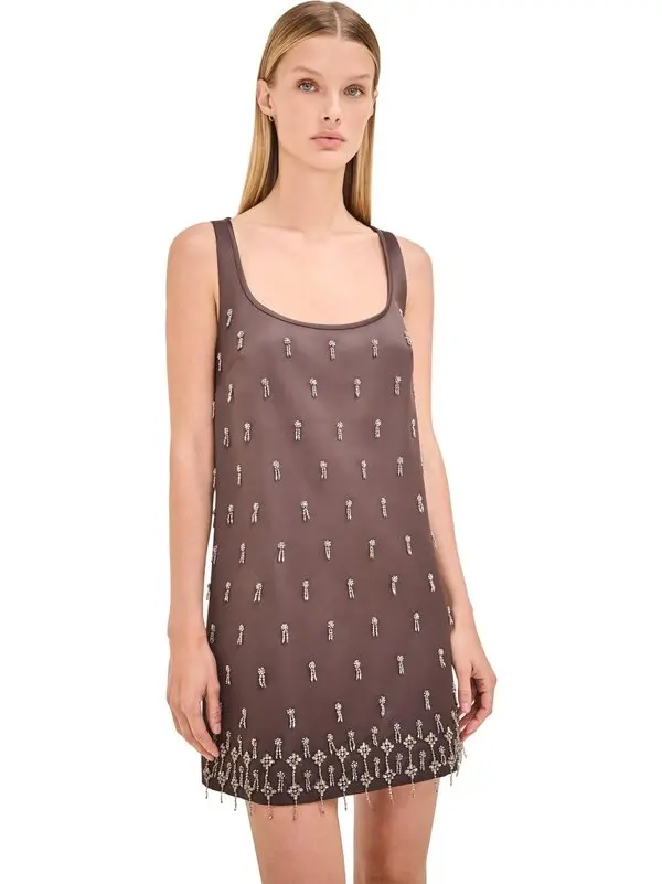 Alexis Delma Mini Dress - Beaded Brown