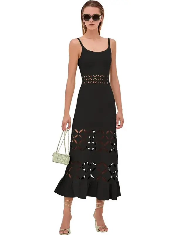 Alexis Elayne Midi Dress - Black