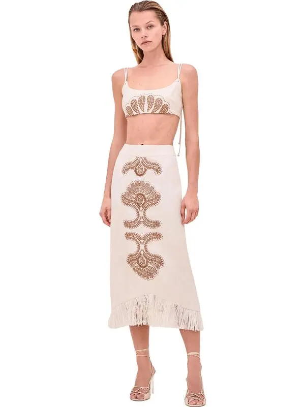 Alexis Embroidered Crop Top - Natural
