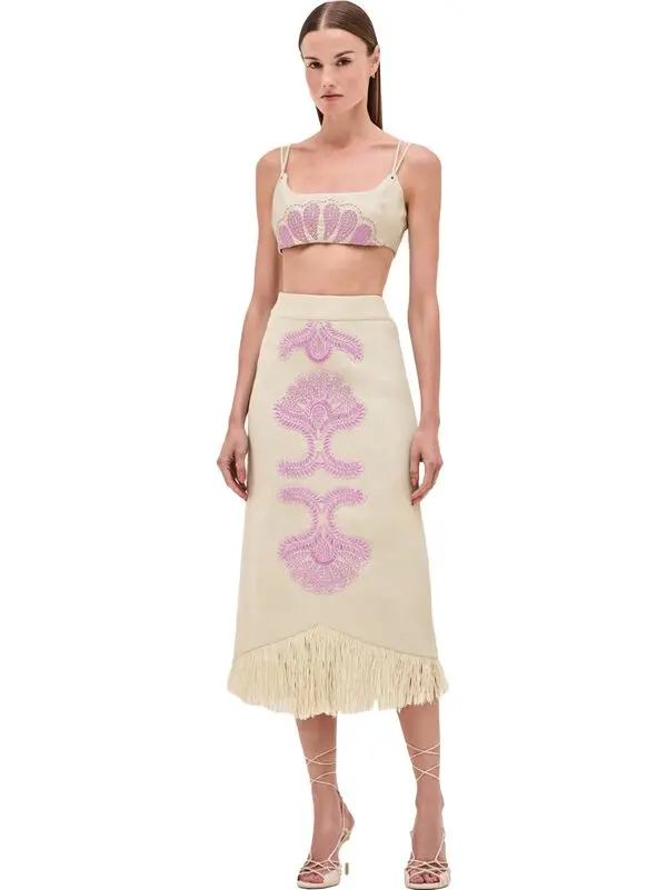 Alexis Embroidered Crop Top - Sage Lilac