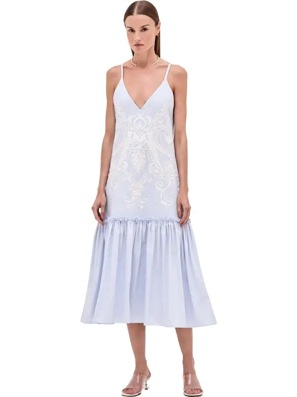 Alexis Aniya Embroidered Midi Dress - Light Blue Rhapsody