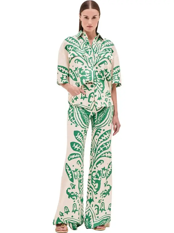Alexis Farad Printed Top - Emerald Palm
