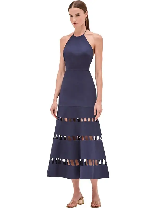 Alexis Janessa Halter Midi Dress - Navy Blue