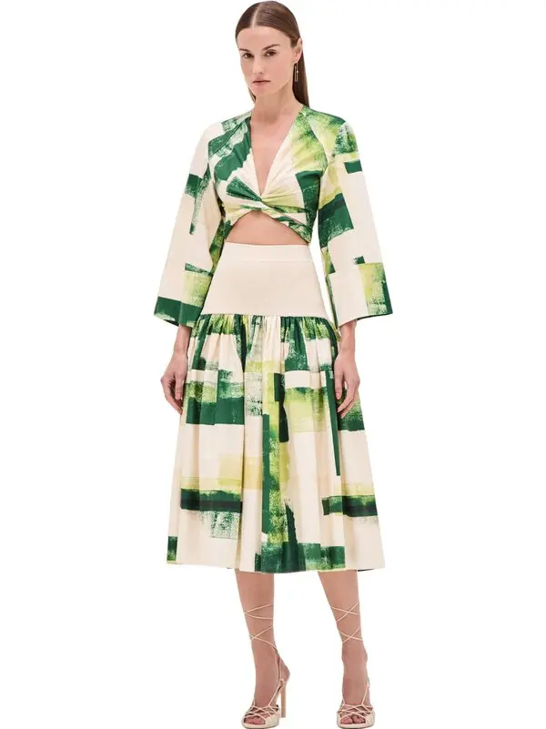 Alexis Ansalm Printed Top - Green Brushstroke