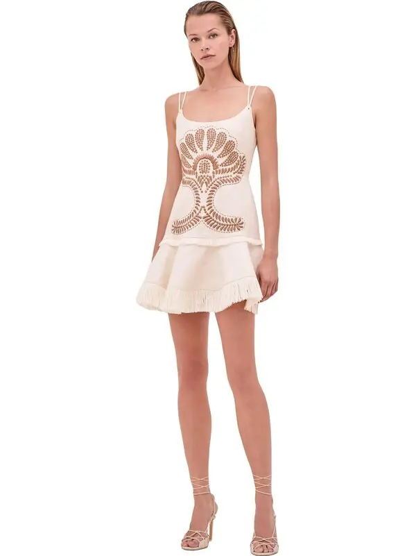 Alexis Kikie Embroidered Mini Dress - Natural