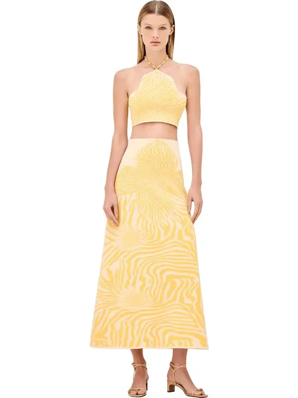 Alexis Jazlyn Printed A-line Skirt - Yellow Bloom