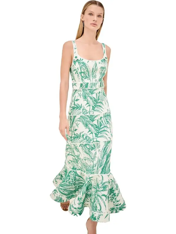 Alexis Kayleen Jacquard Midi Dress - Verde Palm