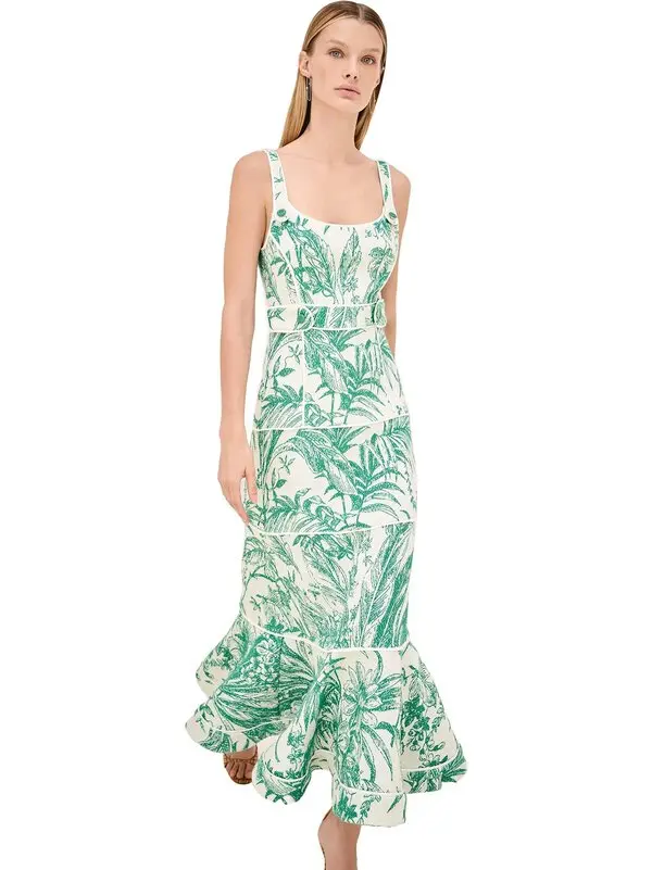 Alexis Kayleen Jacquard Midi Dress - Verde Palm
