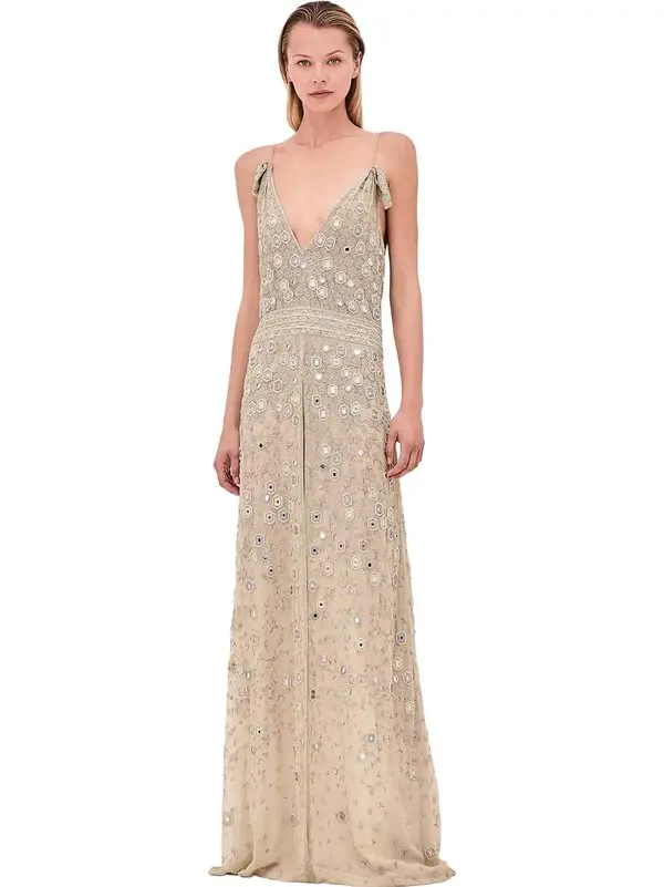 Alexis Galeria Embellished Maxi Dress - Sage