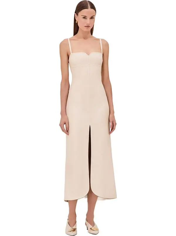 Alexis Jaline Vegan Leather Midi Dress - Off White