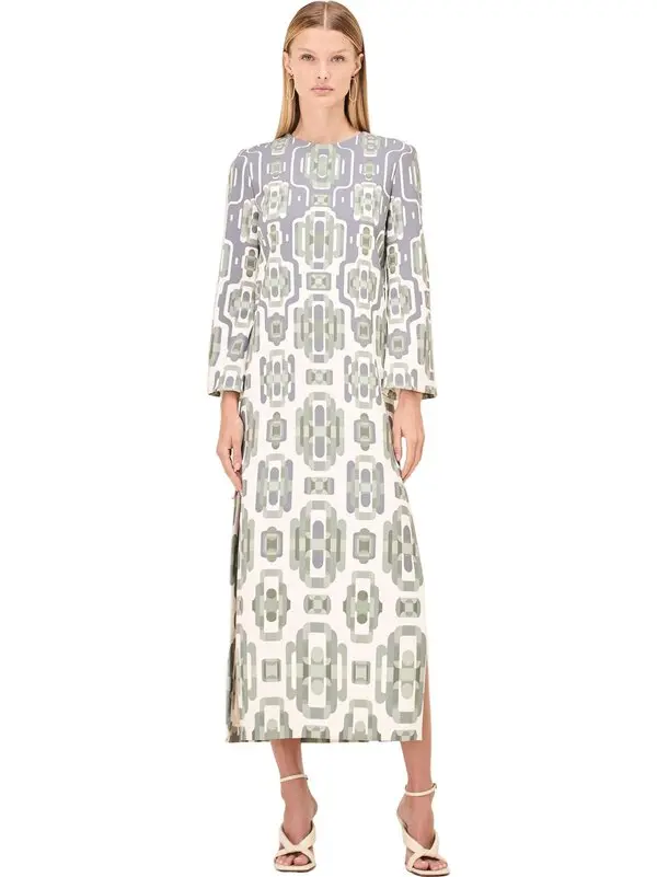 Alexis Larissa Midi Dress - Blue/ Sage Print