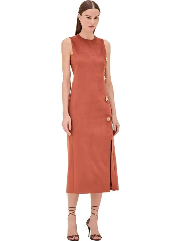 Alexis Kalita Vegan Suede Midi Dress - Auburn