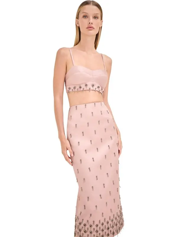 Alexis Luisa Midi Skirt - Beaded Blush