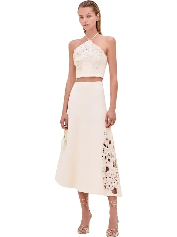 Alexis Maris Knit Midi Skirt - Ivory Sequin