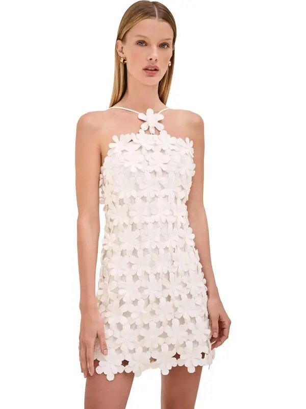 Alexis Lily Halter Mini Dress - White