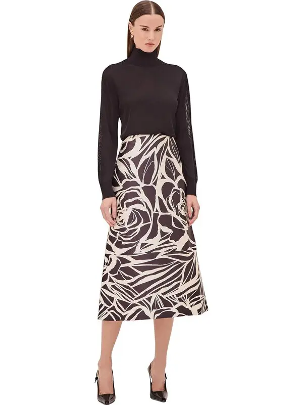 Alexis Patel Midi Skirt - Black Petal