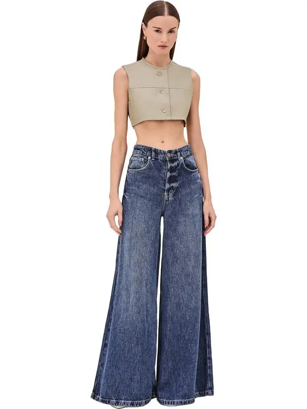 Alexis Revel Vegan Leather Crop Top - Sage