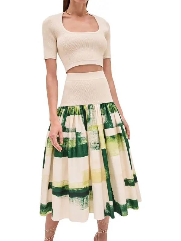 Alexis Arenette Skirt - Green Brushstroke