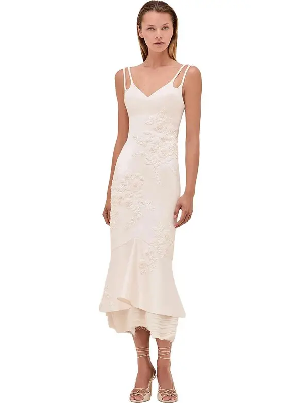 Alexis Raquel Embroidered Midi Dress - Off White