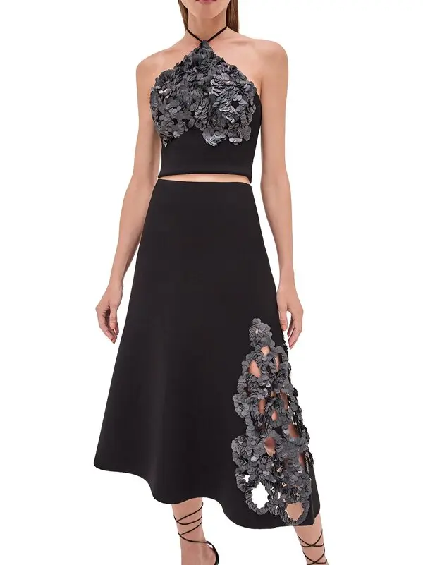 Alexis Relle Knit Halter Top - Black Sequin