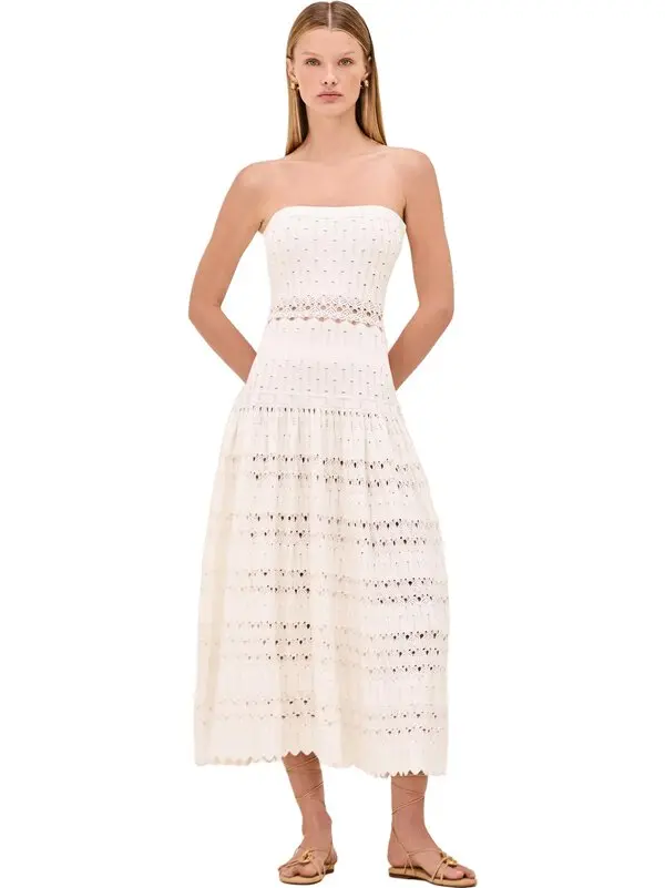 Alexis Payge Knit Eyelet Dress - White