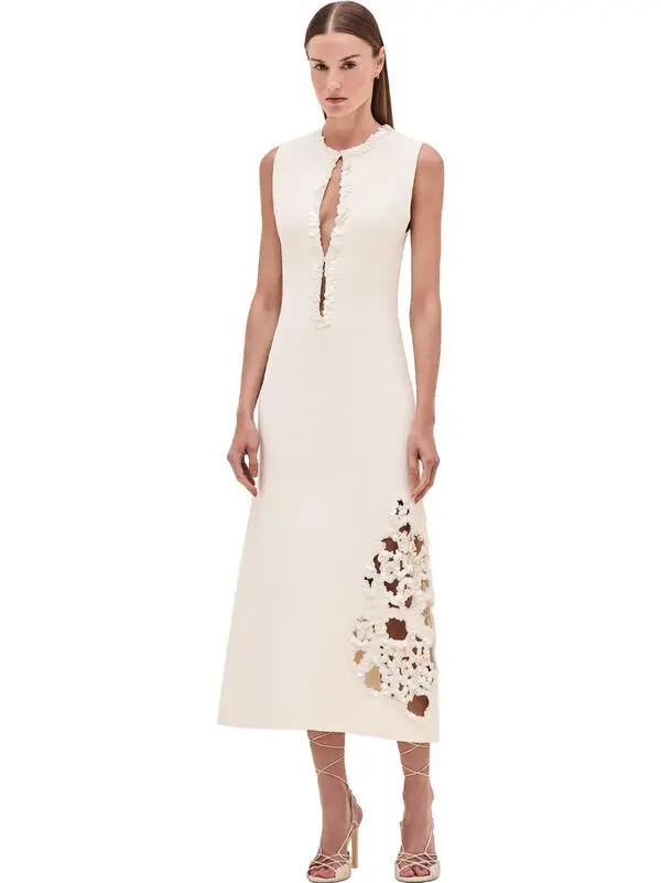 Alexis Obarra Knit Midi Dress - Ivory Sequin