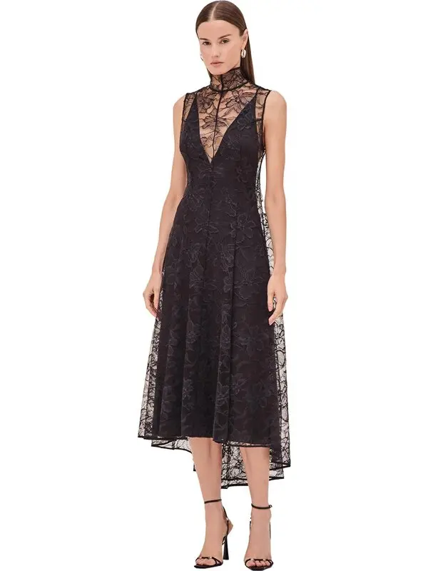 Alexis Rhiane Lace Midi Dress - Black
