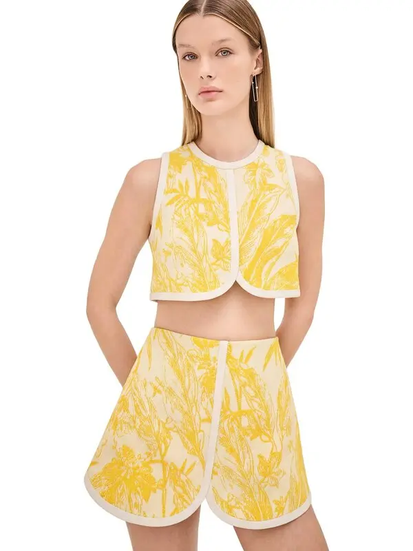 Alexis Ola Jacquard Top - Lemon Palm