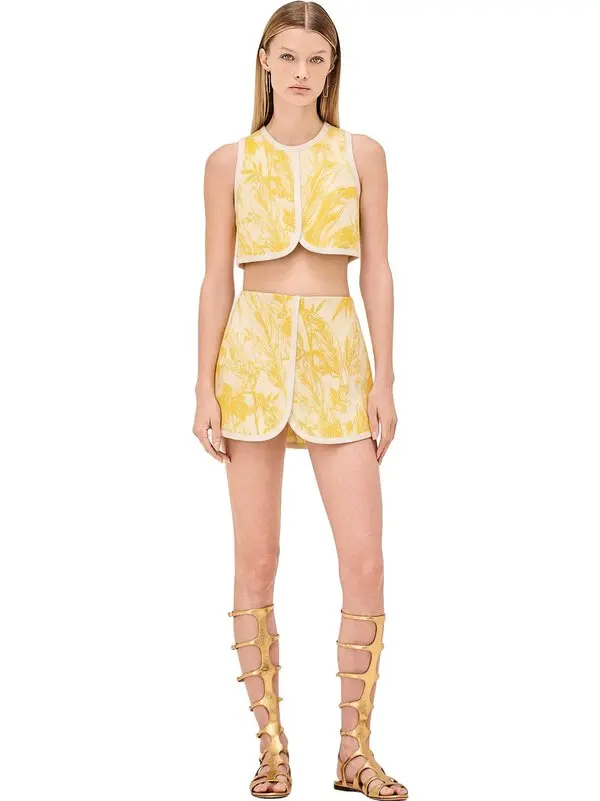 Alexis Ola Cropped Jacquard Top - Lemon Palm
