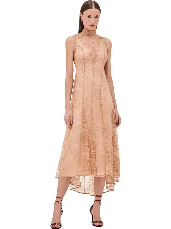 Alexis Rhiane Lace Midi Dress - Fawn