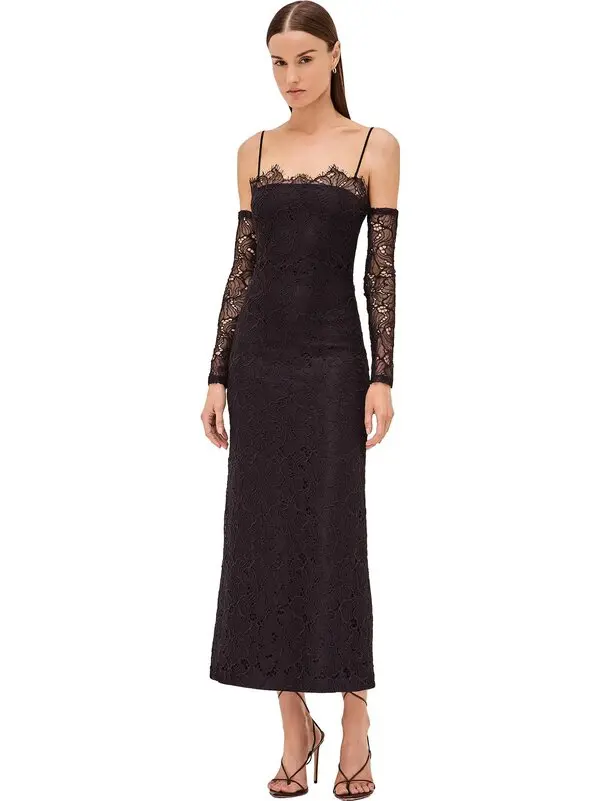 Alexis Rishell Lace Midi Dress - Black Lace