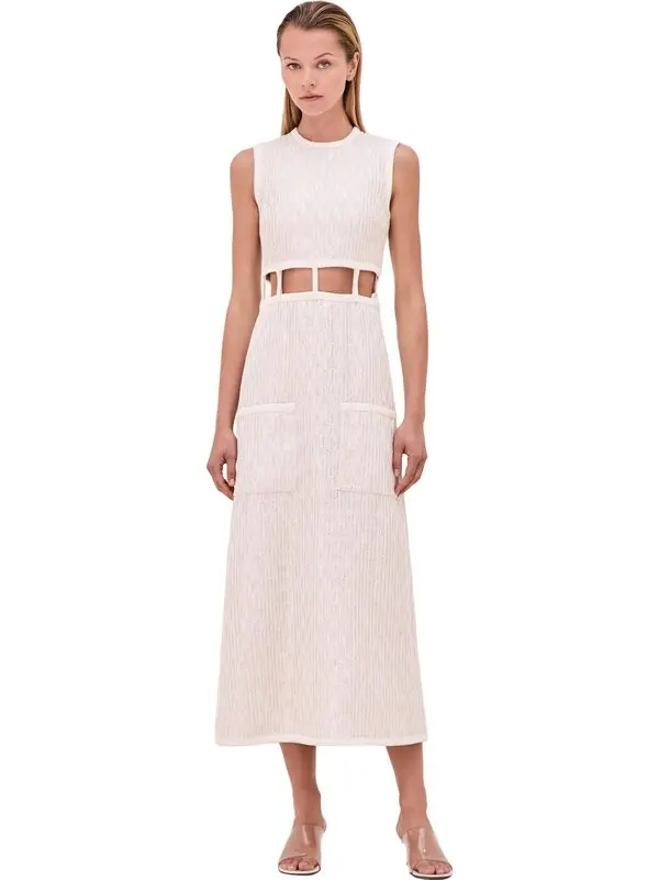 Alexis Renee Jacquard Midi Dress - Silver