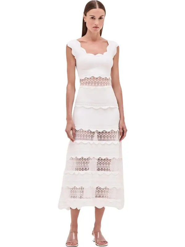 Alexis Saundra Knit Midi Dress - White