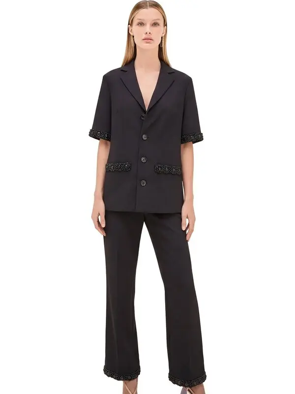 Alexis Serge Beaded Straight-leg Trousers - Black
