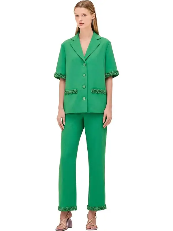 Alexis Serge Beaded Detail Trousers - Emerald