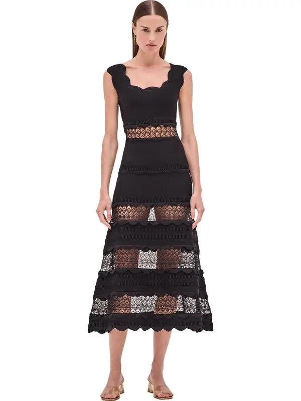 Alexis Saundra Knit Midi Dress - Black