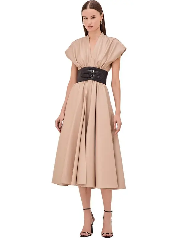 Alexis Viktora Vegan Leather Dress - Taupe