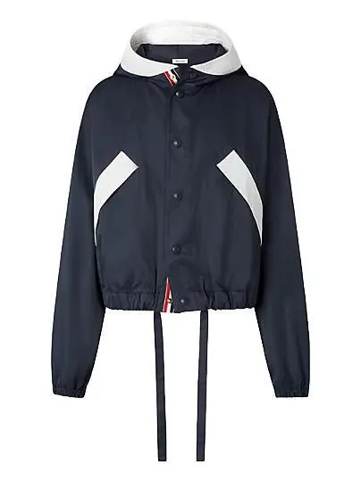 THOM BROWNE X ASICS Hooded Cropped Cotton Parka Jacket - Navy