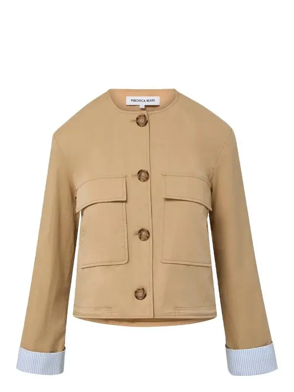 Veronica Beard Gala Cropped Utility Jacket - Khaki