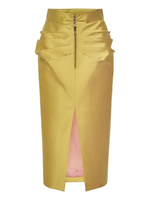 Valentino Garavani Shantung-silk Midi Skirt - Gold