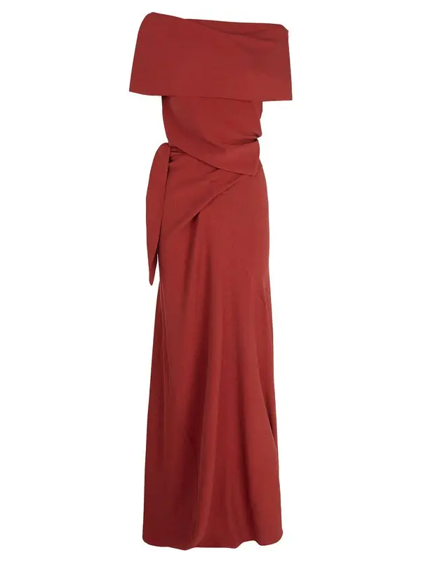 CORTANA Onara Fold-over Top Silk-blend Maxi Dress - Red