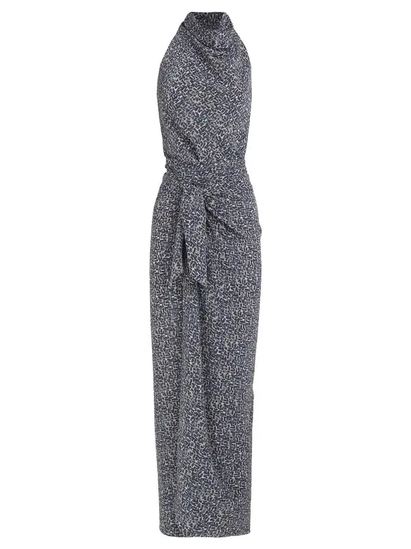 CORTANA Corallo Silk Maxi Dress - Blue
