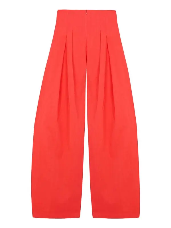 CORTANA Mira High-rise Wide-leg Hemp-blend Pants - Coral