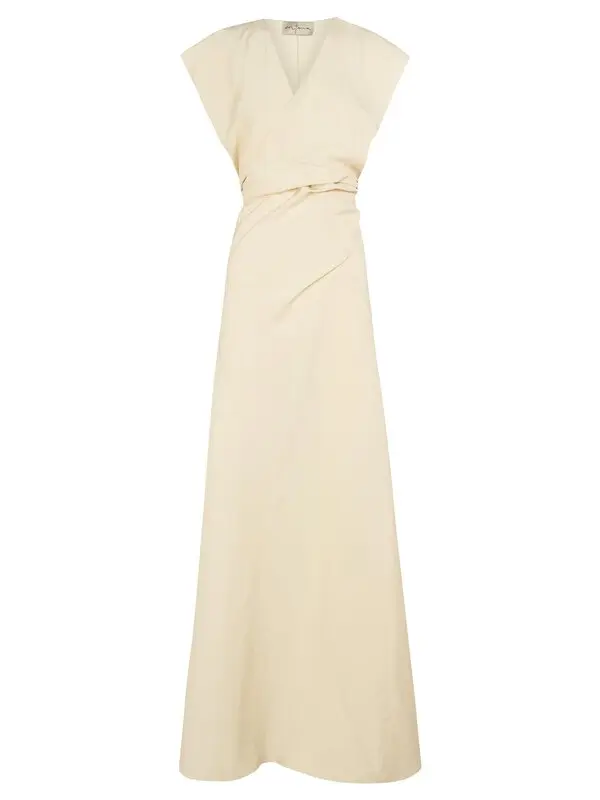 CORTANA Gaia Twist-detail Linen-silk Maxi Dress - Yellow