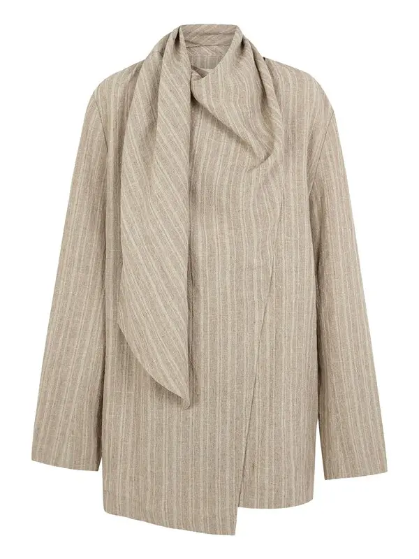 CORTANA Camila Linen Wrap Jacket - Olive